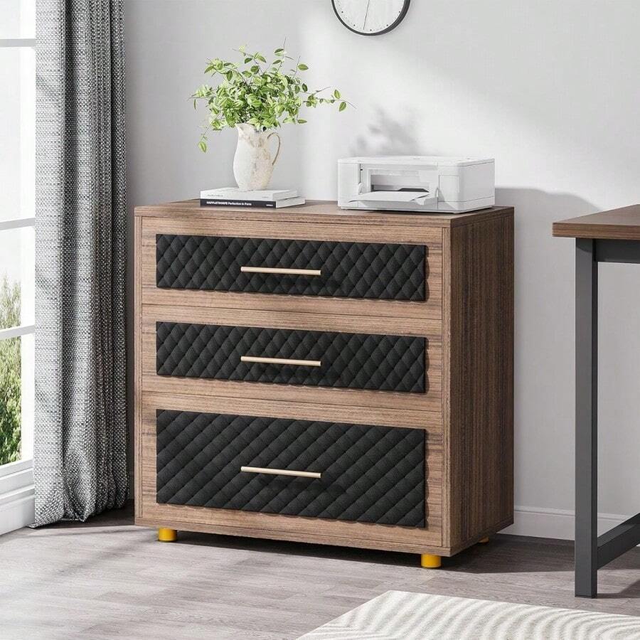Tribesigns 3-Drawer Modern File Cabinet Lateral Filing Cabinet For A4 ...