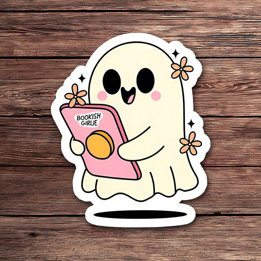 1PC Bookish Girlie Ghost Sticker | Cute Trendy Bookish Artsy Design For ...