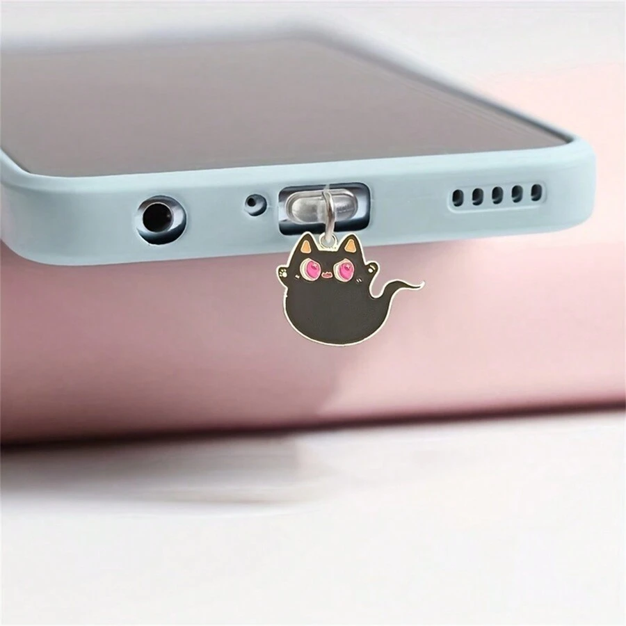 A Cute Ghost Cat Phone Dust Plug - A Cute And Quirky Alloy Pendant ...