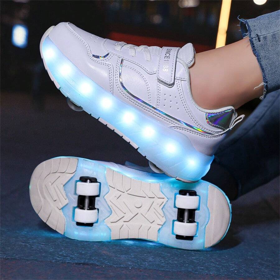 Kids Casual Rollerblade Skates, Boys Girls 4-Wheel Detachable Flashing ...