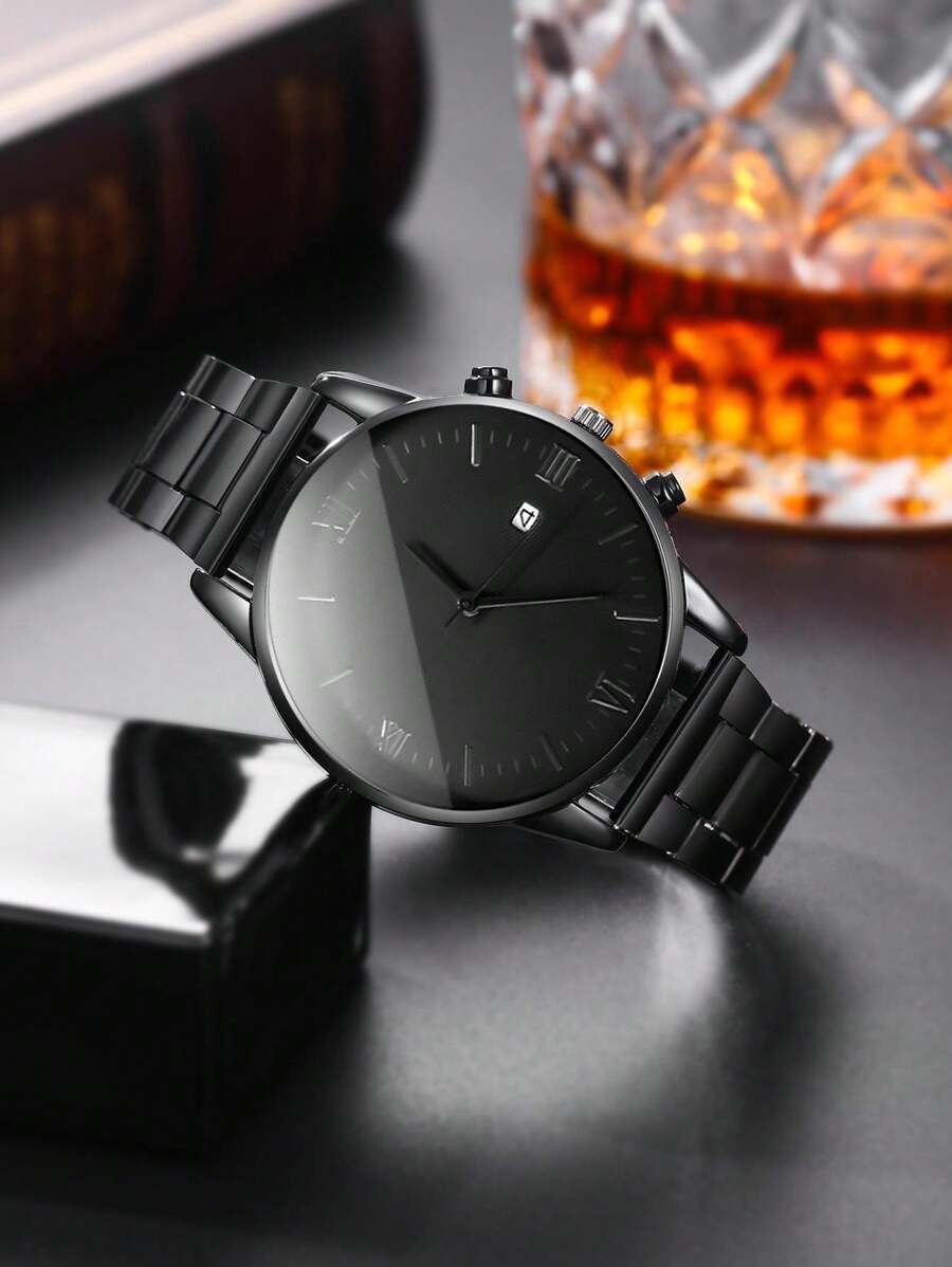 SOKI SOKI Fashionable 4pcs Men's Quartz Watch Set With Calendar ...