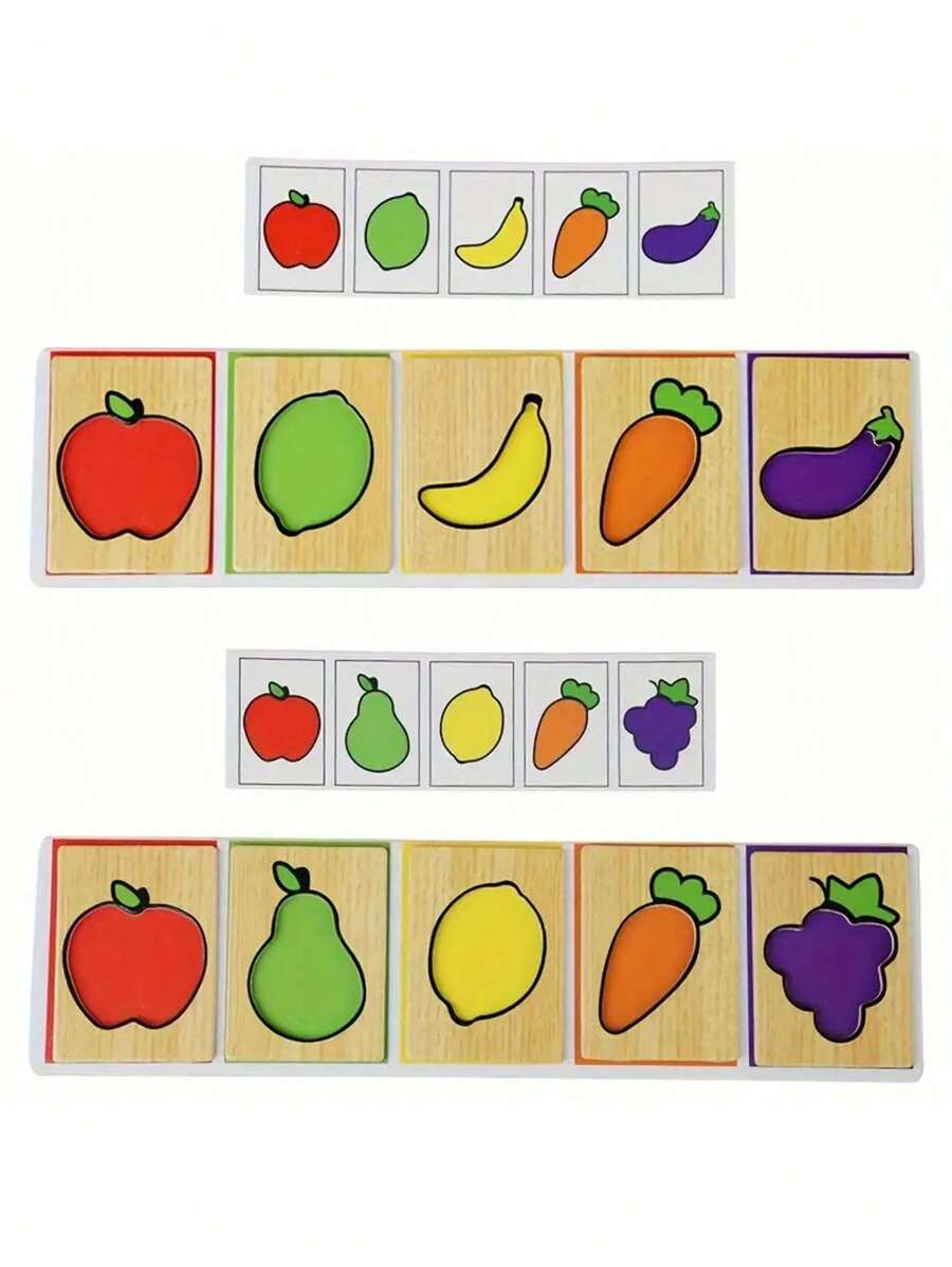 Wooden Fruit & Vegetable Matching Puzzle - Montessori Early Education ...