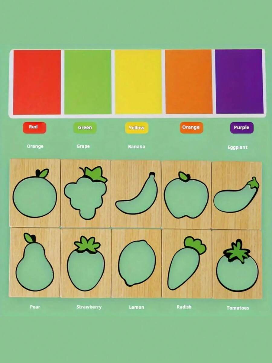 Wooden Fruit & Vegetable Matching Puzzle - Montessori Early Education ...
