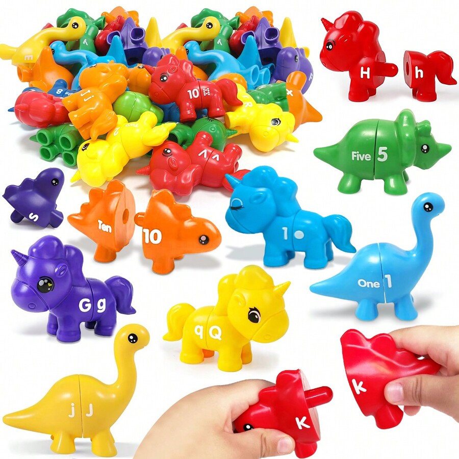 Double-Sided Dinosaur Alphabet Match Game For Preschool Learning And ...