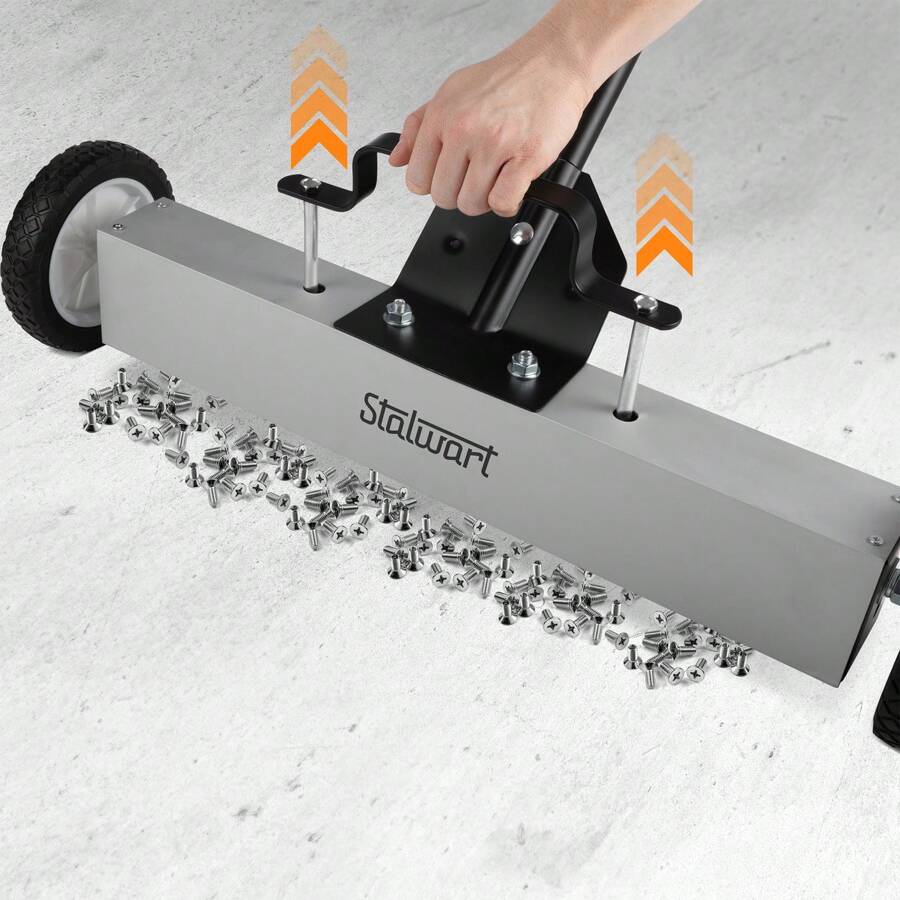 Stalwart 24in Rolling Magnetic Sweeper Tool Silver Black Adjustable ...