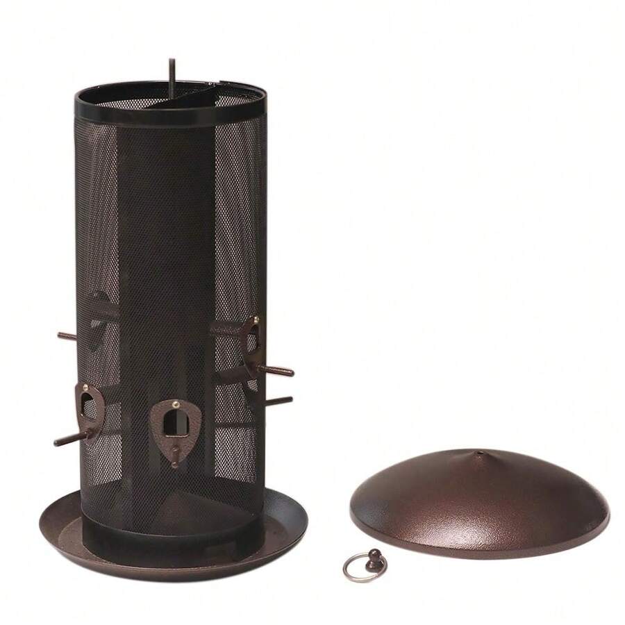 Metal Hopper Bird Feeder Two Chambers,Heavy Duty Mesh Metal Dual Seed ...