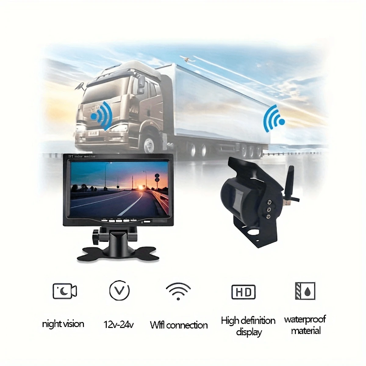 Cámara inalámbrica de visión trasera para autobús/camión con pantalla ...