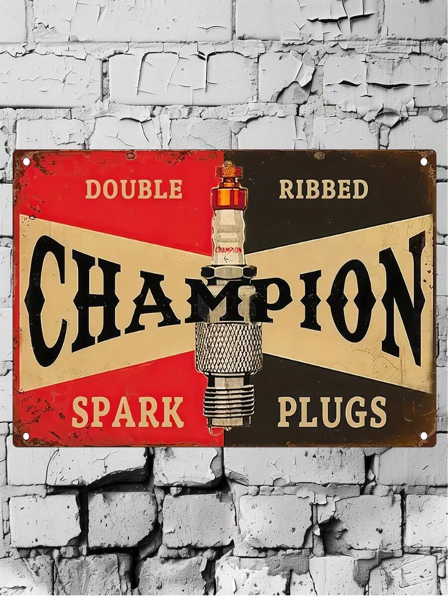 Spark Plug Metal Tin Sign, Vintage Garage Sign For Men Wall Decor Old ...