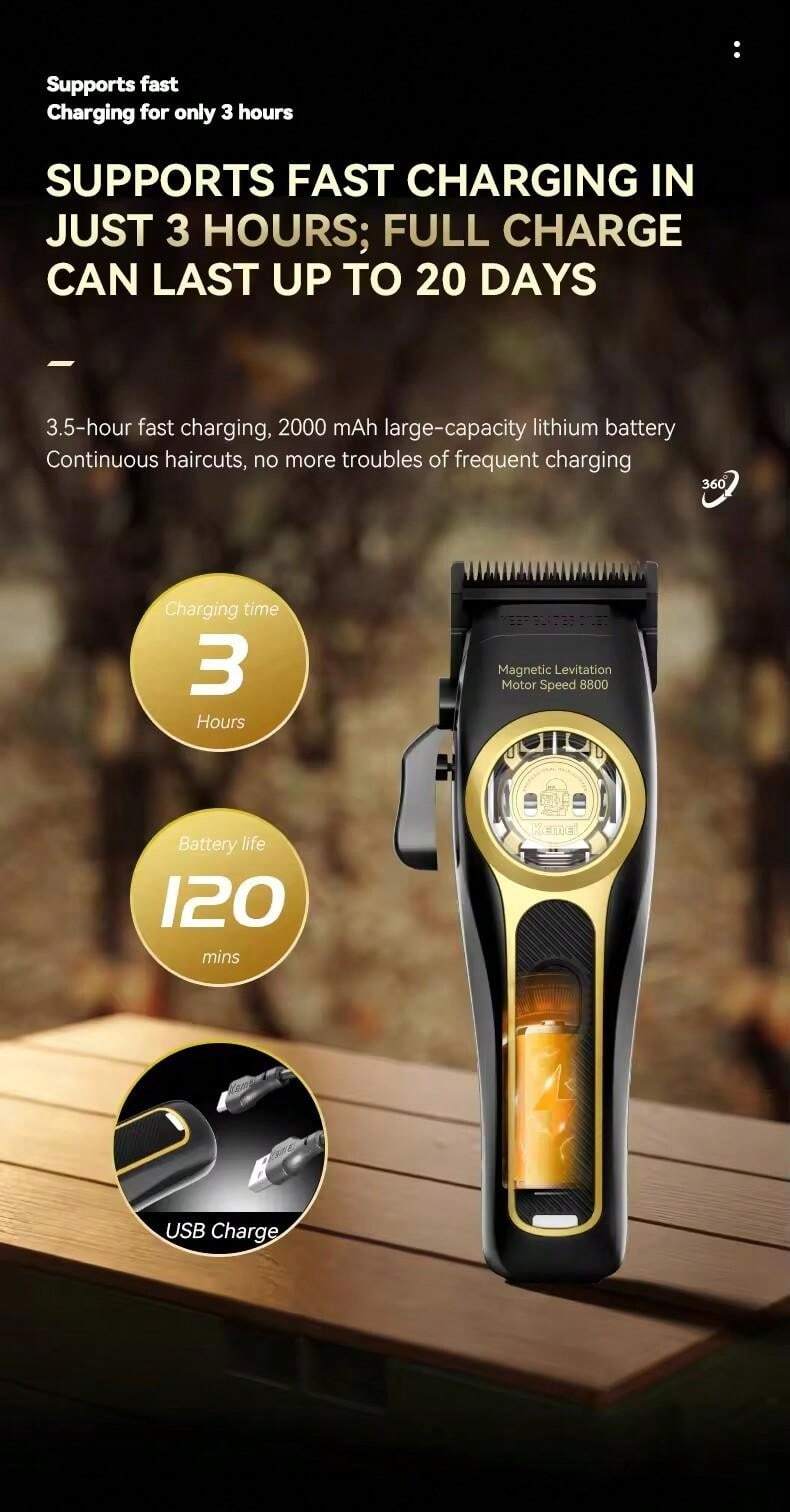 Kemei 2373 Barber Fade Hair Clippers Professional Cordless Hair Trimmer Electric Men Hair ...