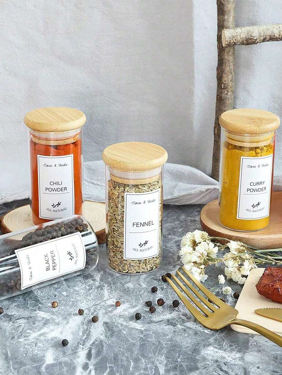 192pcs Kitchen Food Label Set, Glass Jar Labels, Spice Bottle ...