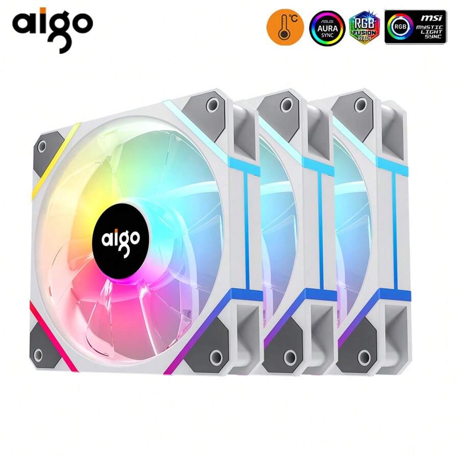 aigo Aigo AM12PRO Rgb Fan Ventoinha PC 120mm Computer Case Fan Kit ...