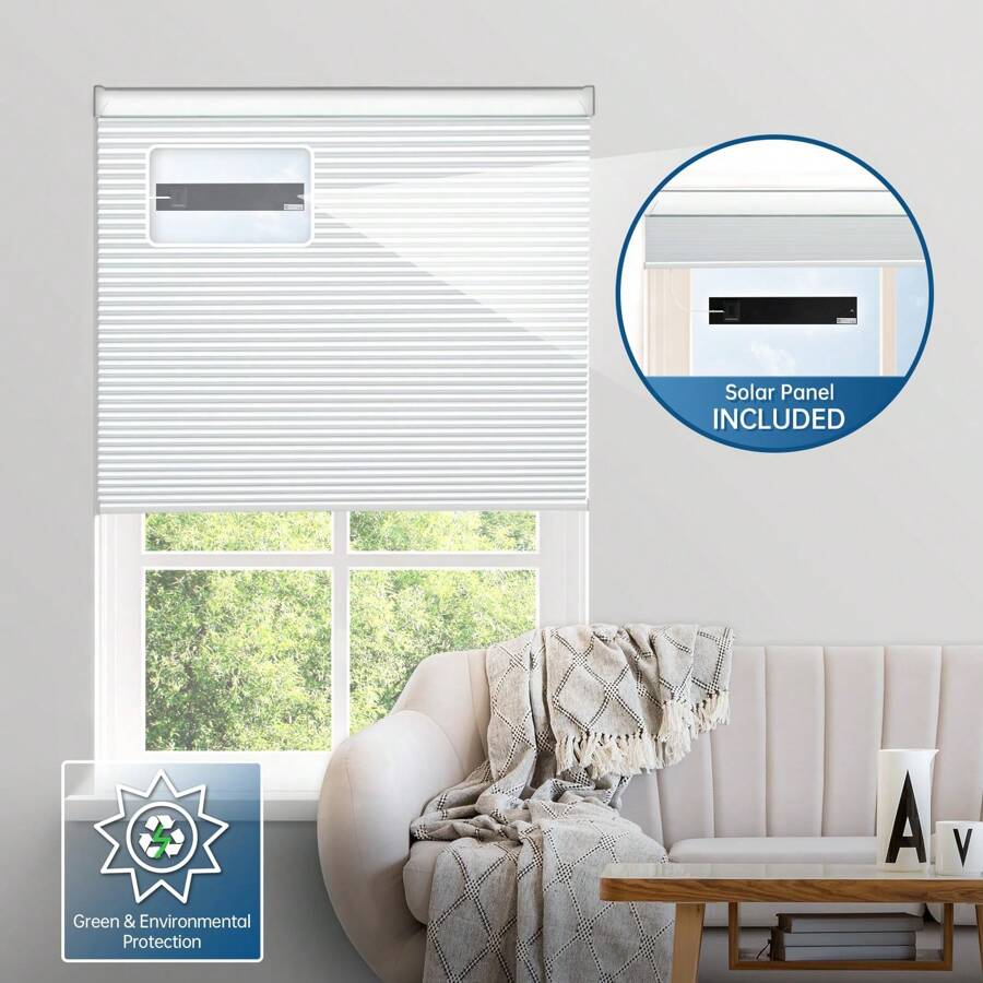 Updated Solar Powered Rechargeable Motorized Smart Blinds(Free Solar ...
