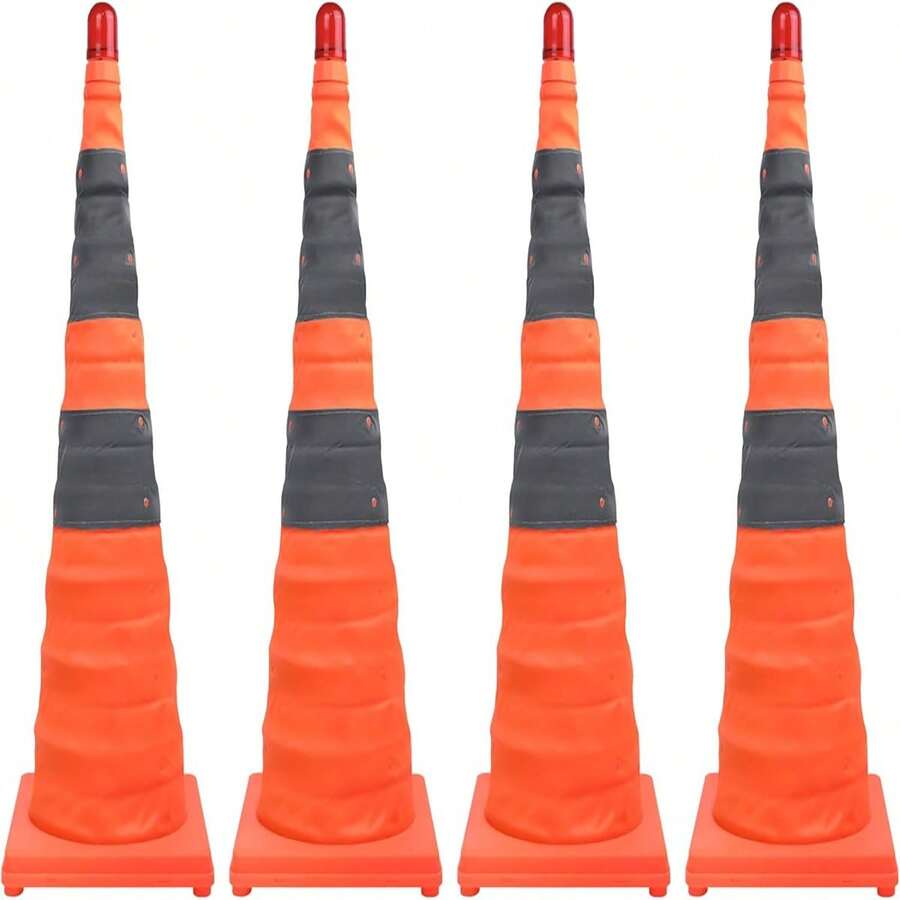 YUENFONG Warning Cone Pylon Foldable 70cm, 4 Pieces Collapsible Traffic ...