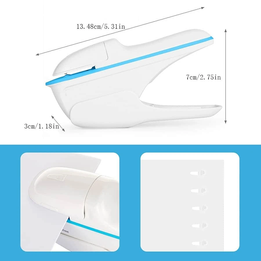 1pc White Needle-Free Office Stapler, Ergonomic Compact Portable Punch ...