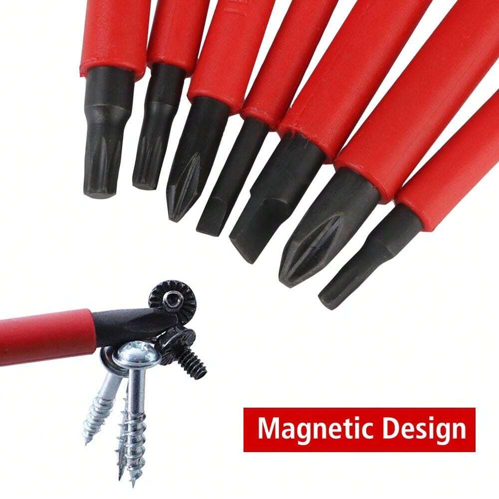 12Pcs/Set T-Shaped Screwdriver Kits With Phillips Slotted Torx Bits 1000V Electronic Insulated ...