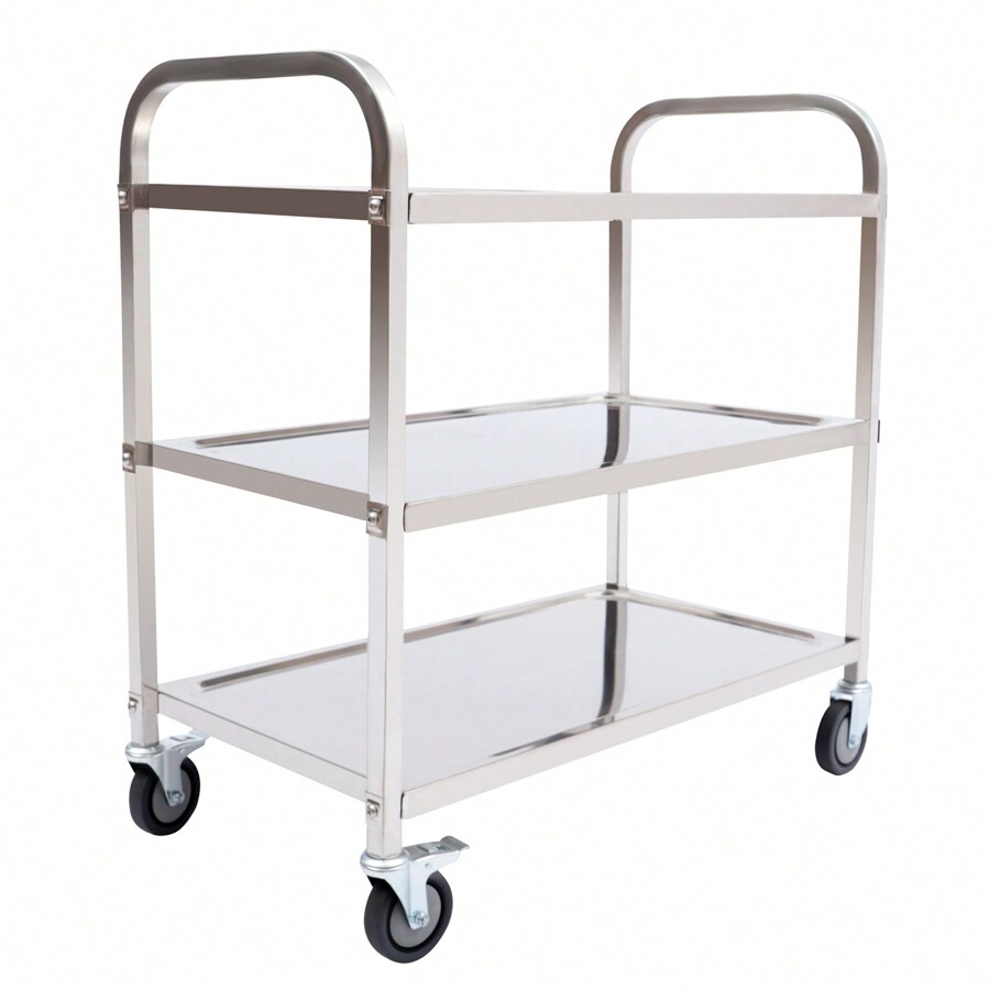 3 Shelves Stainless Steel Service Trolley, Kitchen Trolley, Food ...