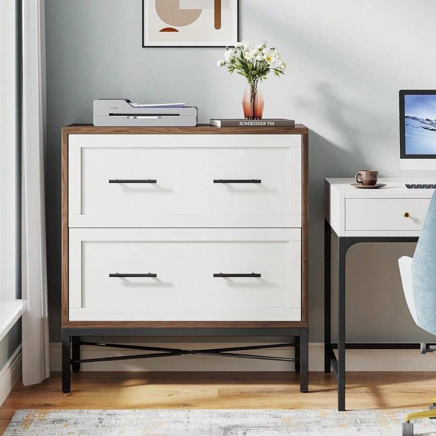 Tribesigns 2 Drawer File Cabinet Modern Lateral Filing Cabinet For Letter/Legal/A4 Size Large ...