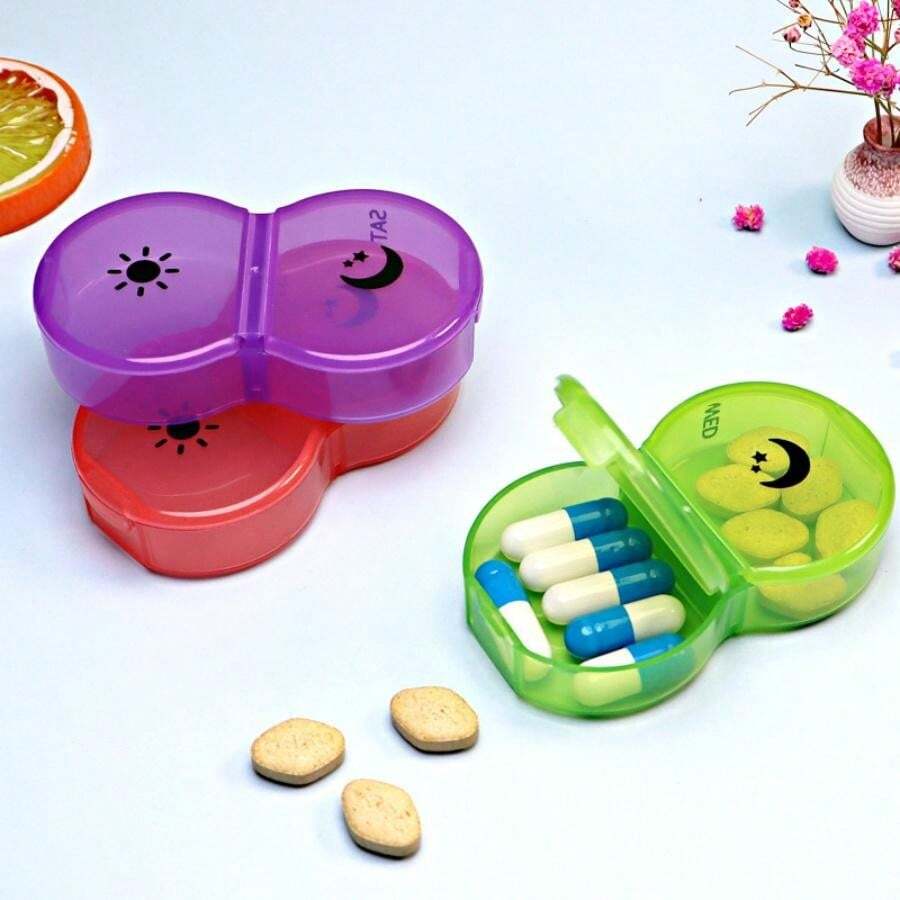 7-Day Colorful Multi-Functional Pill Organizer Box, Portable Pill Box ...