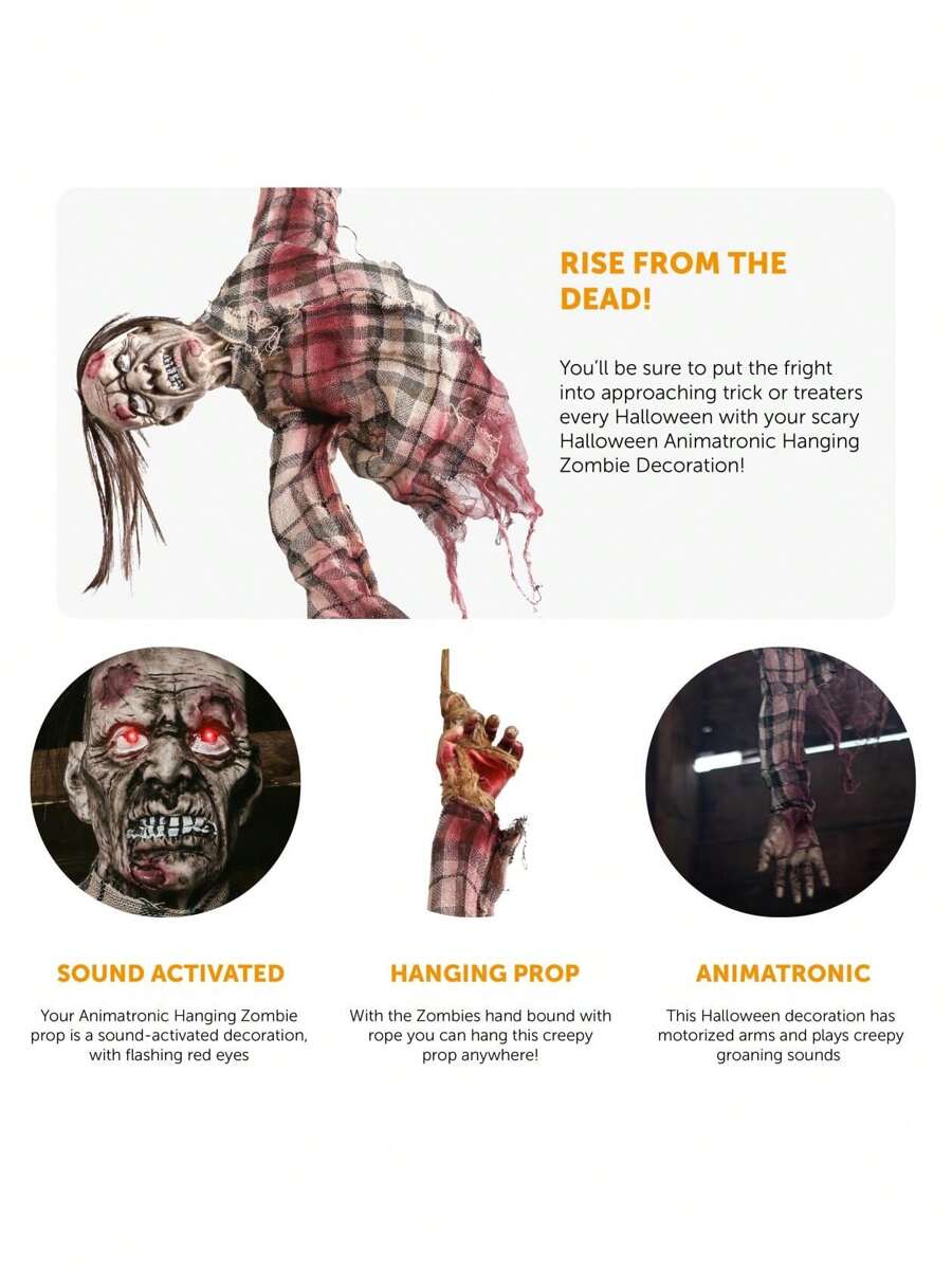 I LOVE FANCY DRESS Animatronic Hanging Zombie Halloween Decoration ...