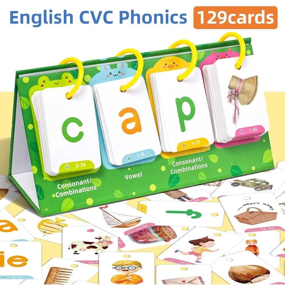 Jeux de construction de mots Montessori, cartes éclair phonétiques CVC ...