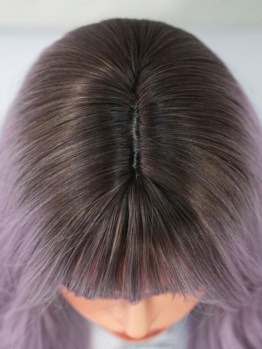 NICKY WALL Taro Purple Wigs For Women Long Wave Curly Wig With Neat ...