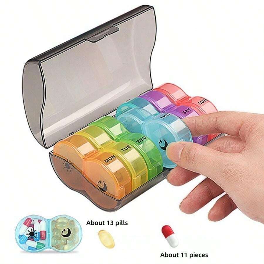 7-Day Colorful Multi-Functional Pill Organizer Box, Portable Pill Box ...