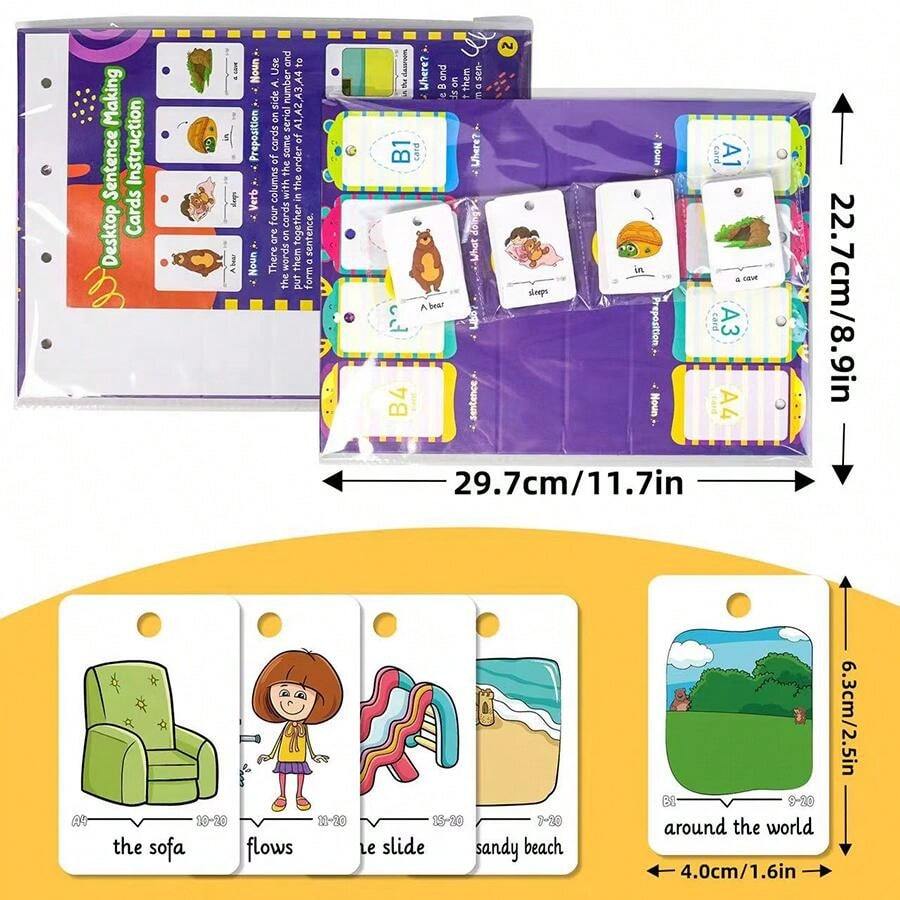 1set Sentence-Building Flashcards With Pictures, Cartoon Educational ...