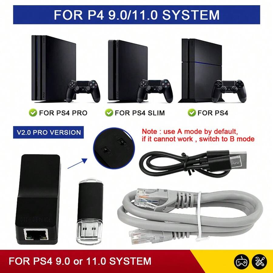 V2.0 Pro One Key JB Tool USB Adapter Compatible With PS4 FW 9.0 11.0 System PPPwn Dongle ...