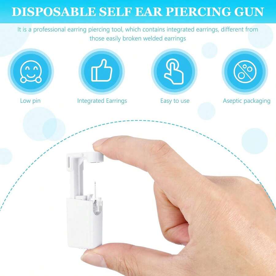 Ear Piercing Kit,Disposable Ear Piercing Gun With 2mm White Cubic ...