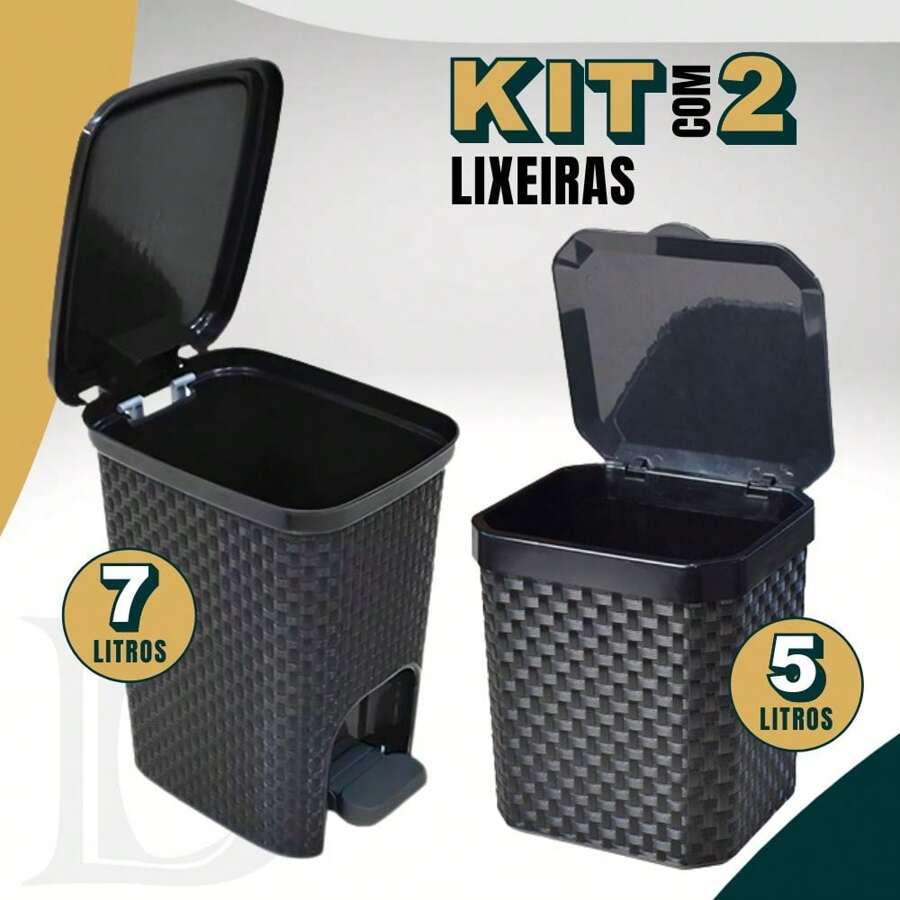 Rattan Waste Bin Kit With 7 Liters Basket And Pedal + Rattan Sink Waste ...