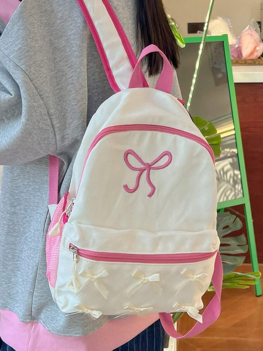 Petite Backpack With Bow Accent, Cute & Chic For Traveling, Outdoor ...