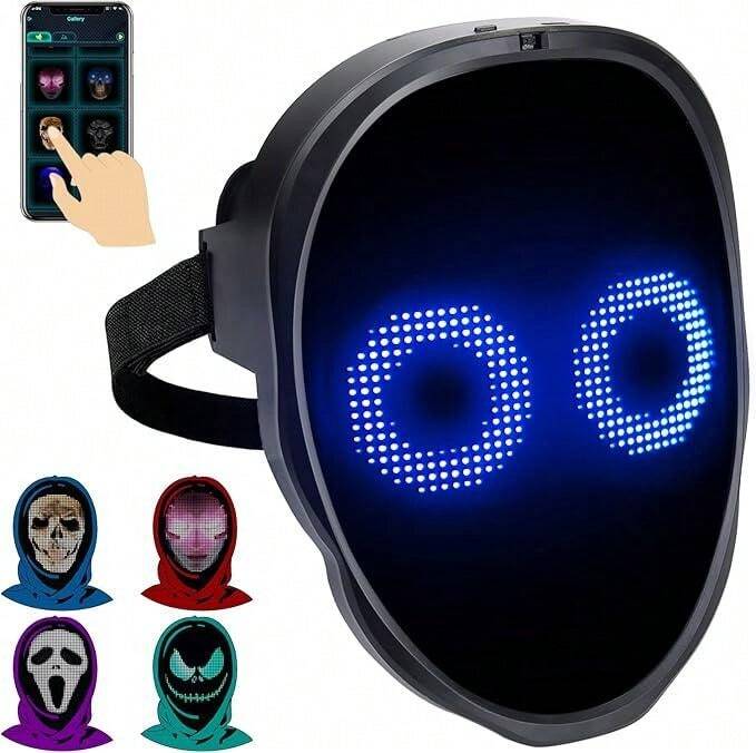 LED Mask - Bluetooth App Controlled, Shining, Light-Up Transforming ...
