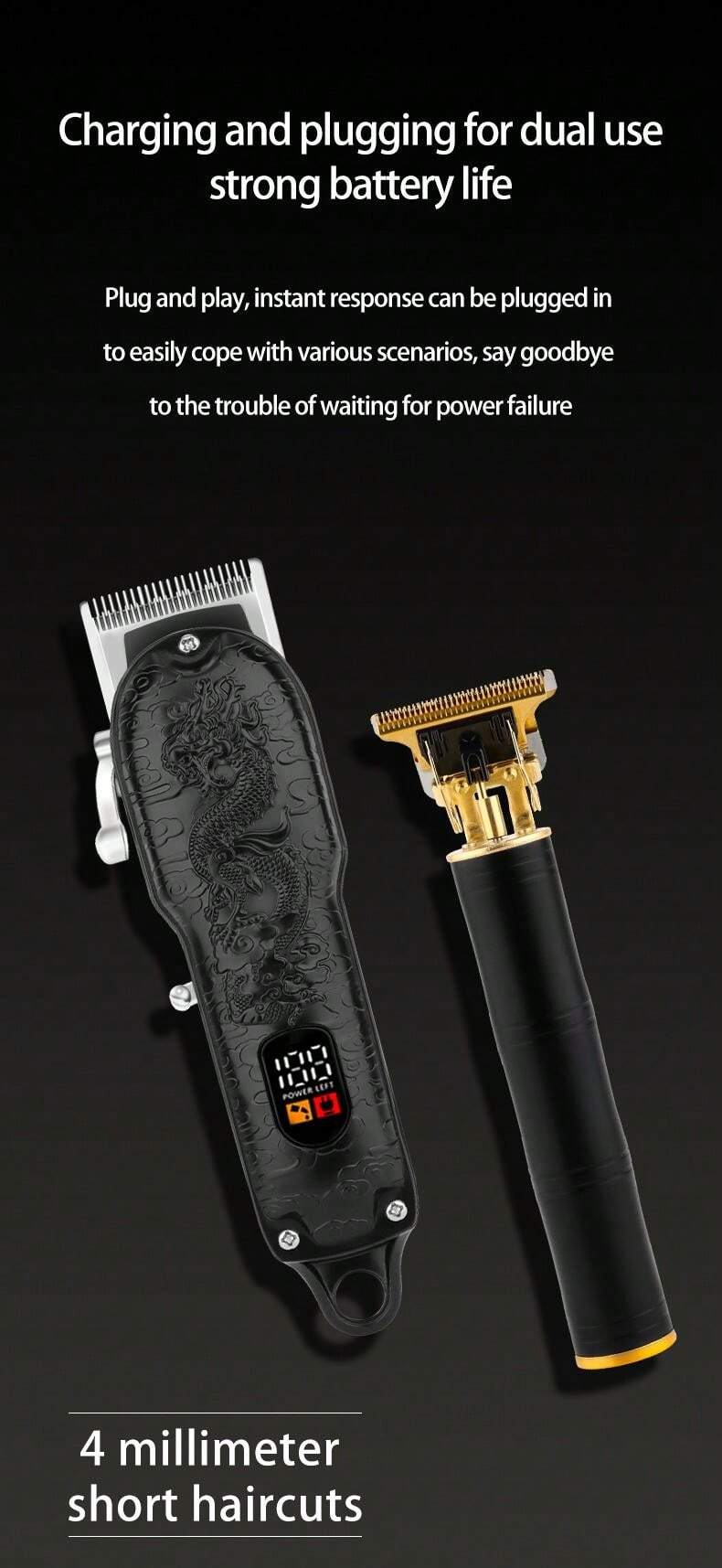 LQT Cordless Electric Hair Clipper With Display Trimmer, Lithium ...
