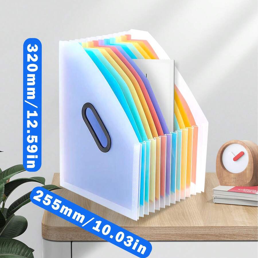 1pc, 13-layer, A4 Size Transparent Expandable File Folder With Rainbow ...