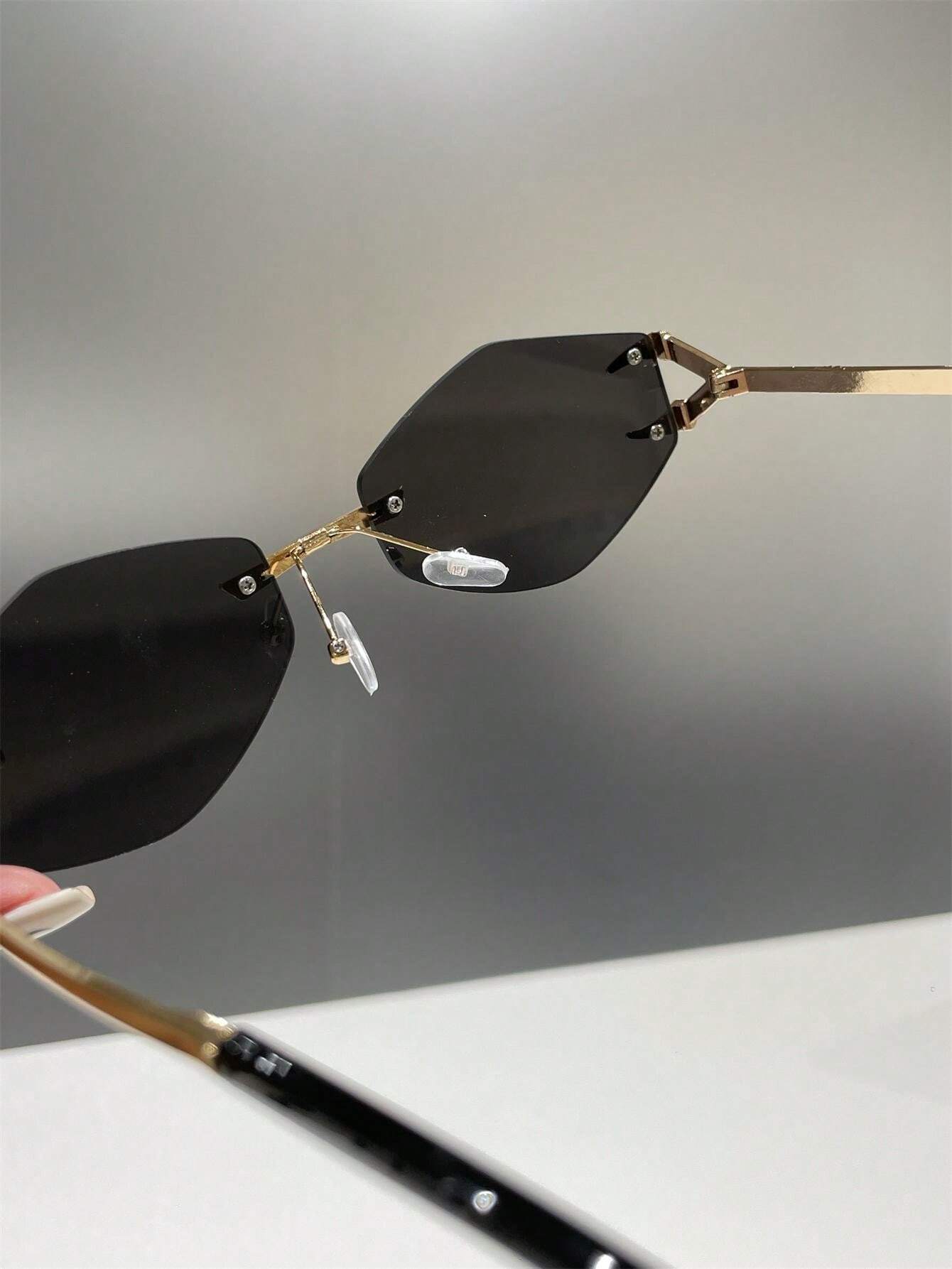 Gafas de moda sin marco con forma de diamante de estilo francés retro ...