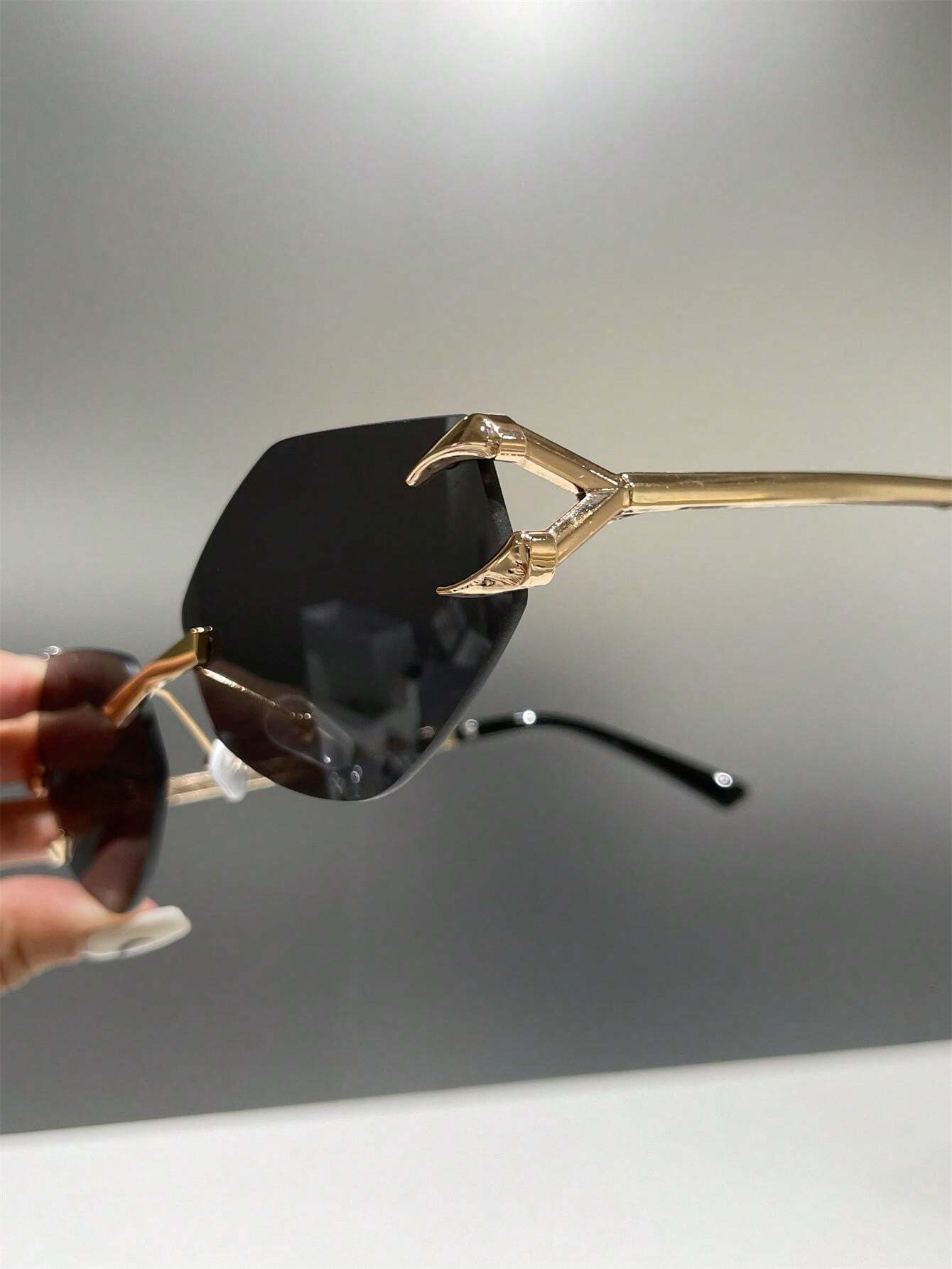 Gafas de moda sin marco con forma de diamante de estilo francés retro ...