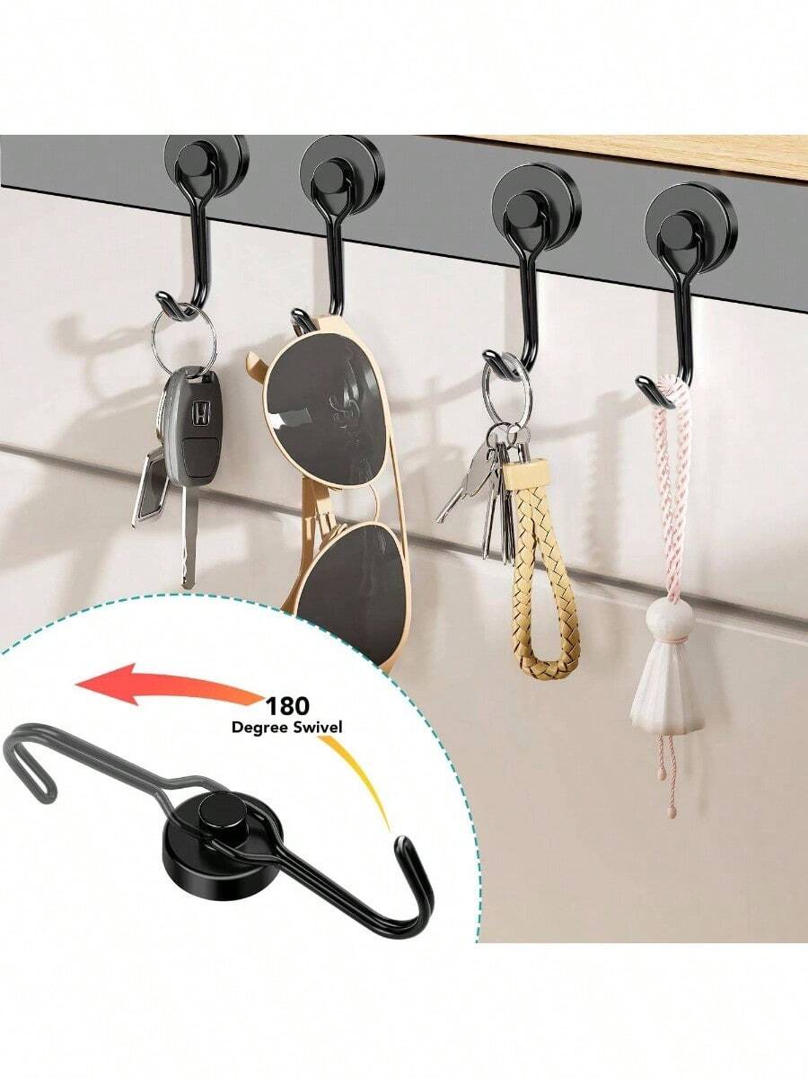 2/6pcs Silver And Black Magnetic Hooks Cruis Heavy Duty Neodymium Rare ...