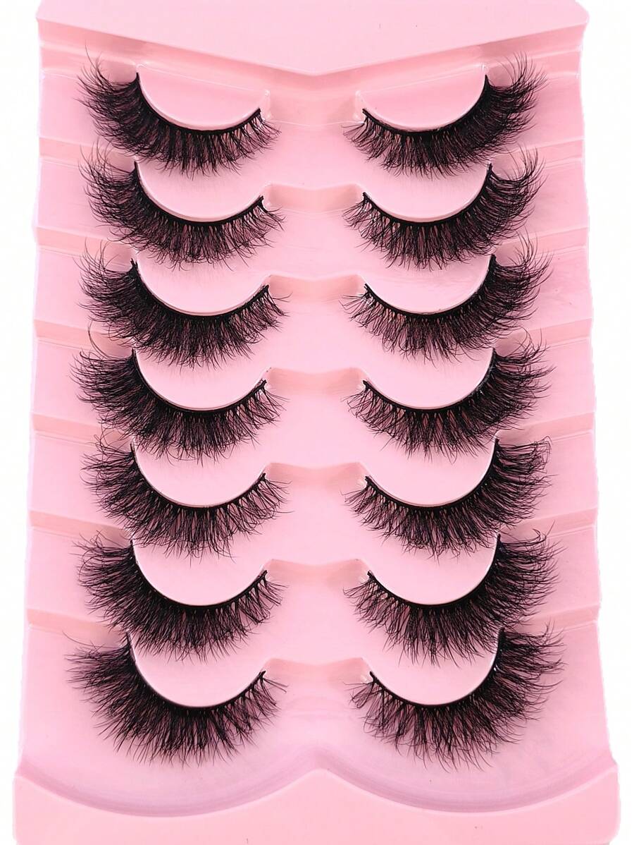 7 Pairs Pack Fluffy Volume False Eyelashes Mink Lashes Cat Eye Look