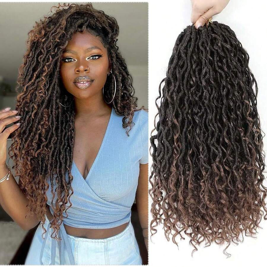 14 Inch 3 Packs Goddess Locs Crochet Hair Pre Looped Faux Locs Crochet ...