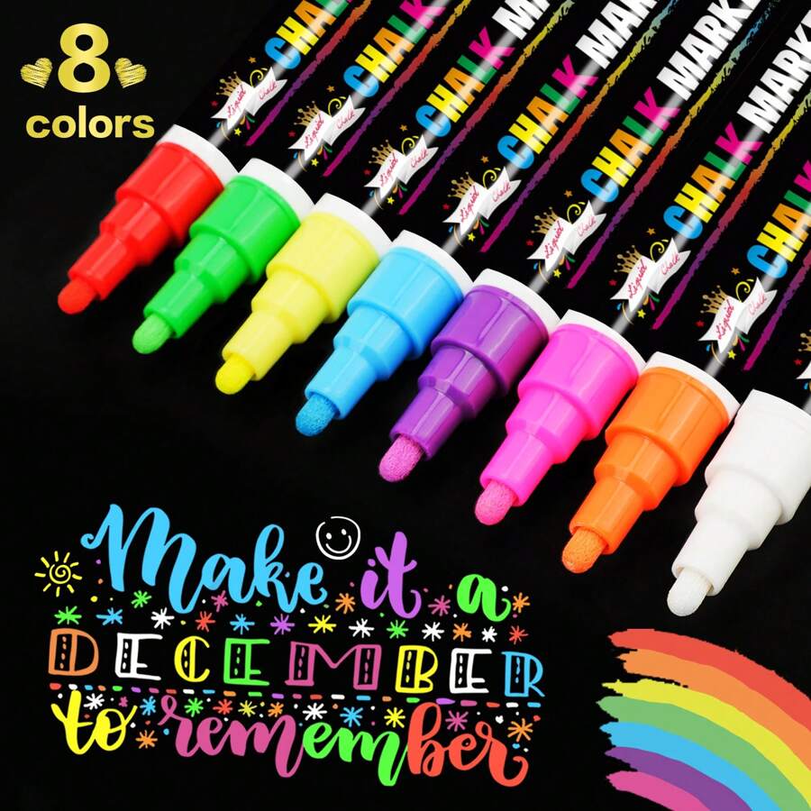 Roll Over Image To Zoom In Liquid Chalk Markers - 8 Color, Reversible ...