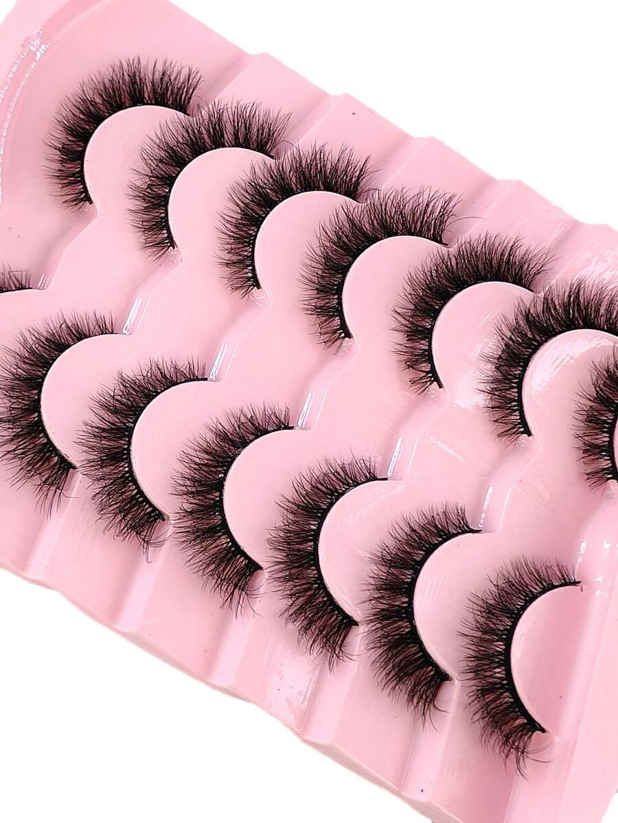 7 Pairs Pack Fluffy Volume False Eyelashes Mink Lashes Cat-Eye Look ...