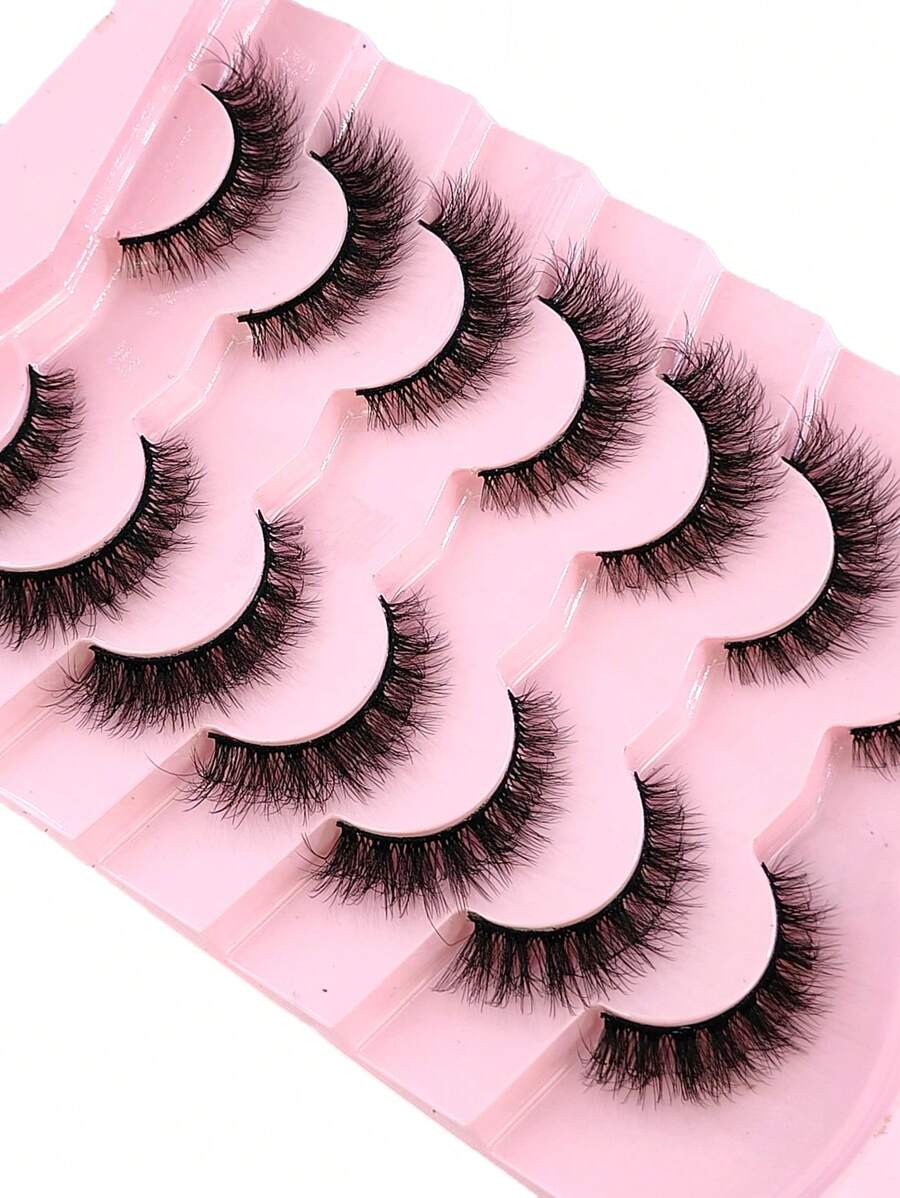 7 Pairs Pack Fluffy Volume False Eyelashes Mink Lashes Cat-Eye Look ...