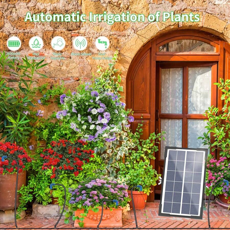 Solar Automatic Drip Irrigation Kit System,TRJZWA Solar Powered Easy ...