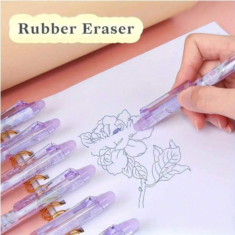 14pcs Erasable Gel Pen With Retractable Design, Adorable Flower Pens 0 ...