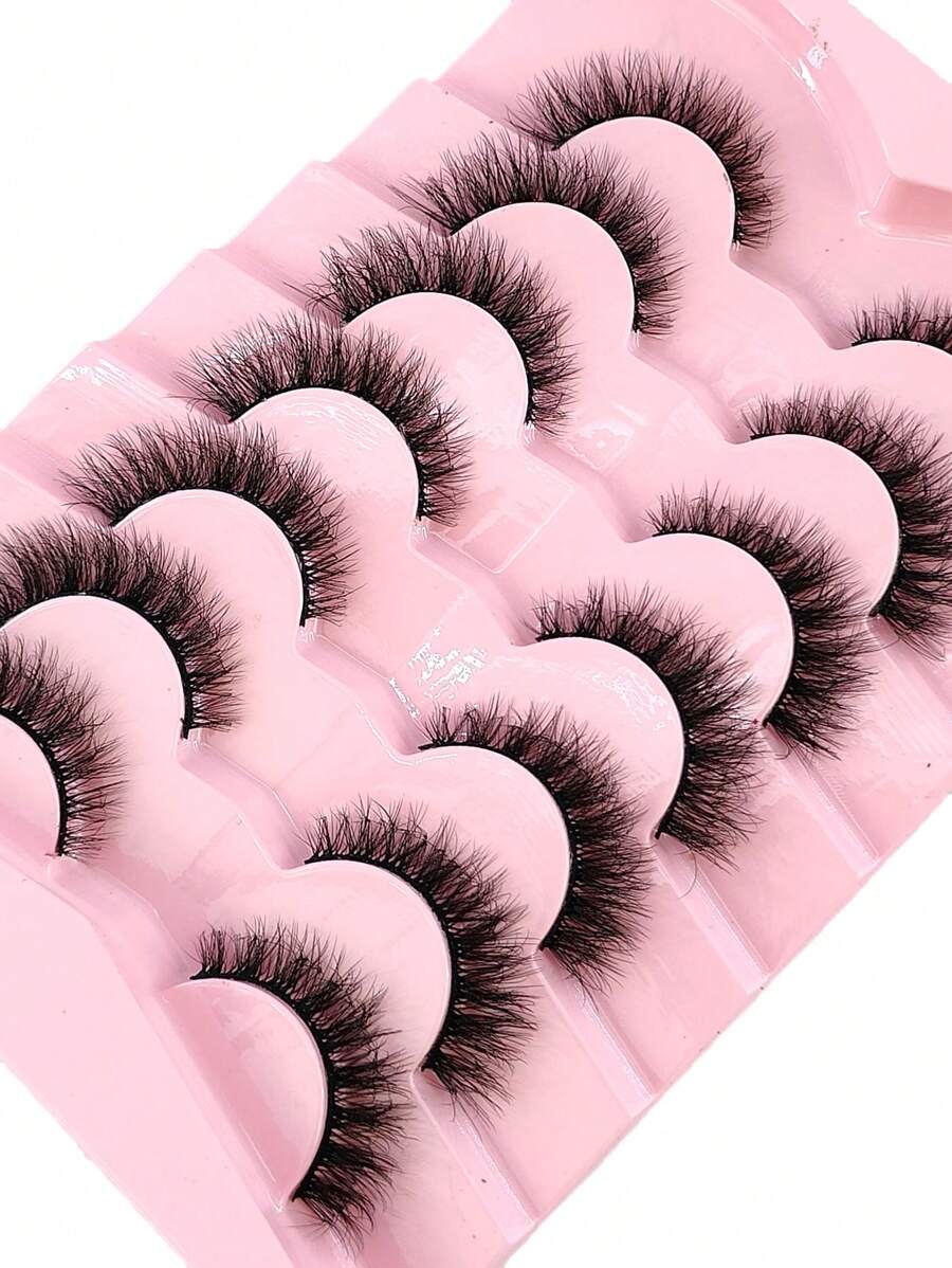7 Pairs Pack Fluffy Volume False Eyelashes Mink Lashes Cat-Eye Look ...