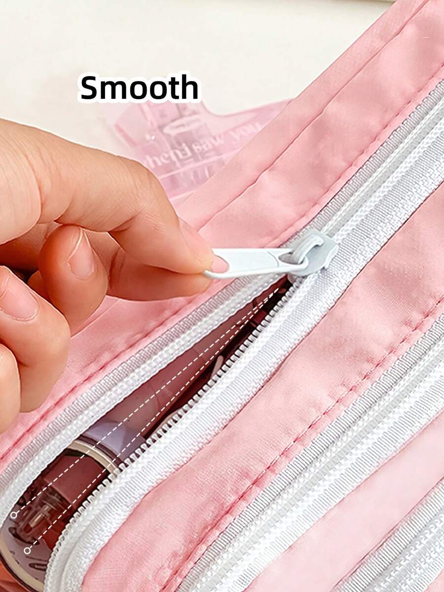 Summer Fresh Color Pencil Case Pen Bag Dual Layer Front Open Pocket ...