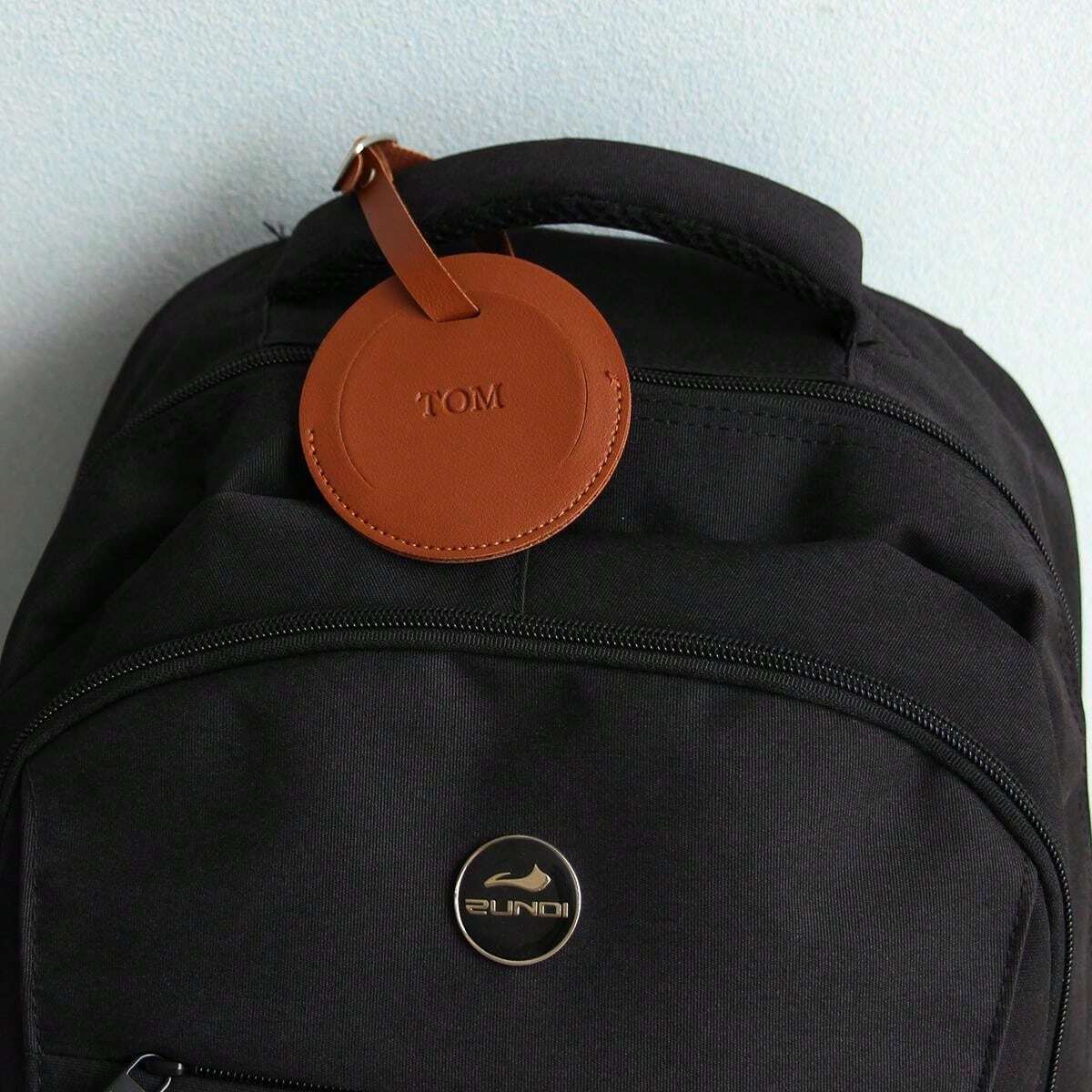 Personalized Luggage Tags With Name, Custom Round Bag Tag For Baggage, PU Leather Travel Luggage ...