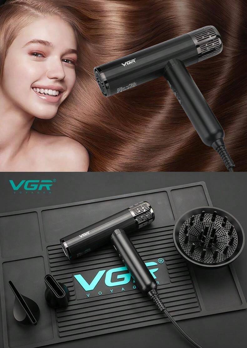VGR Secador de pelo profesional VGR con motor sin escobillas, máquina secadora de pelo con iones ...