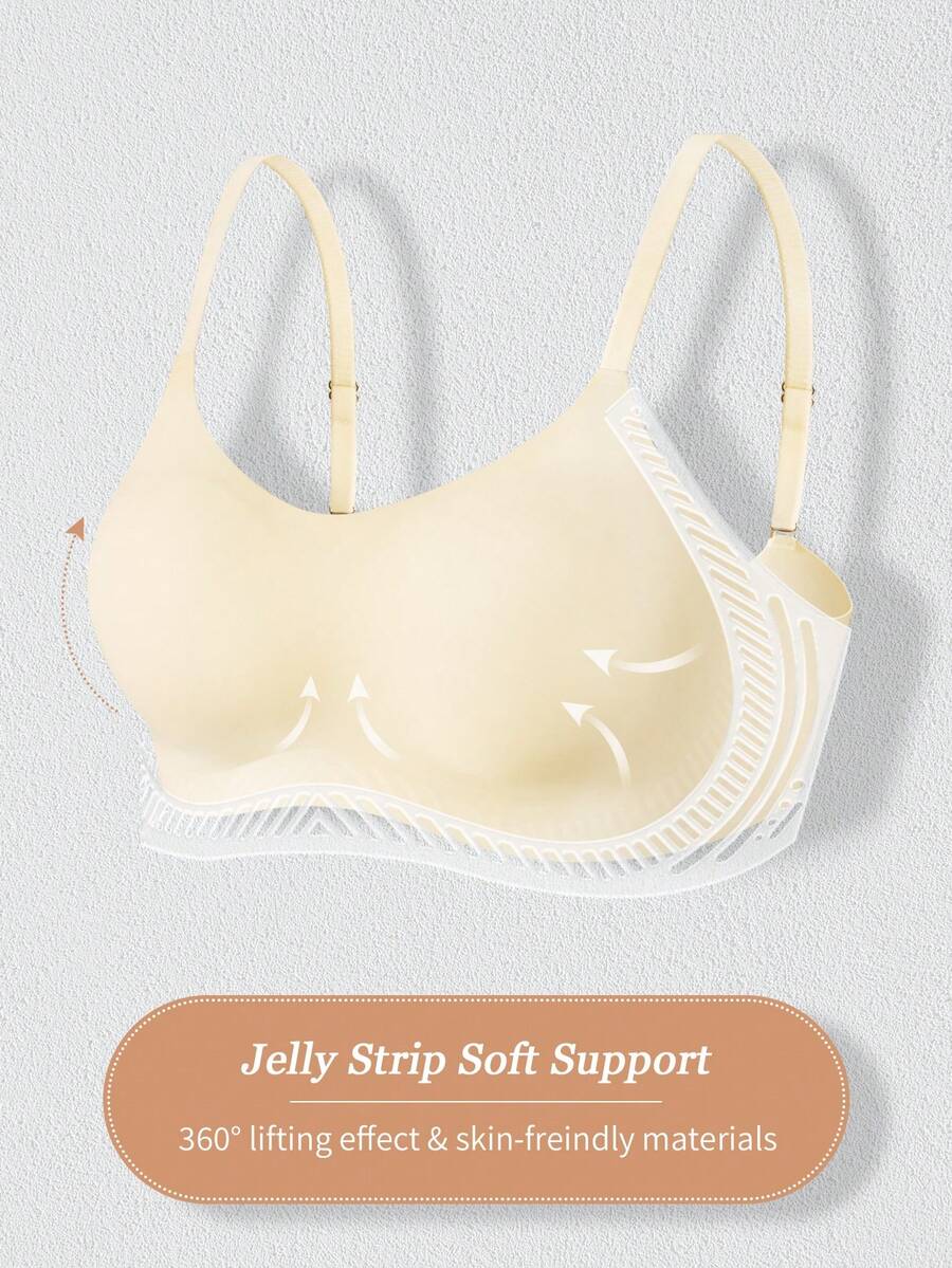 Plus Size Women Seamless Gel Bra Padded Wireless Push Up Bra With ...