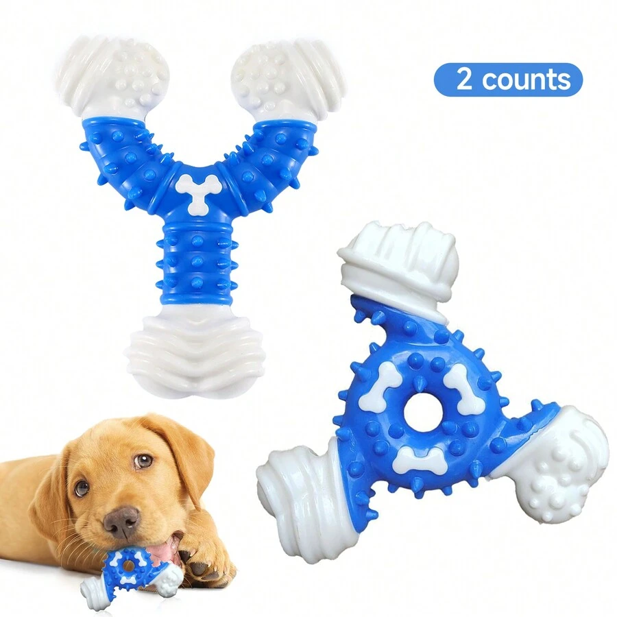 2pcs Dog Toy Bone-Shaped Nylon Coated Chew Stick Dental Care Chewing Training Toy | SHEIN USA